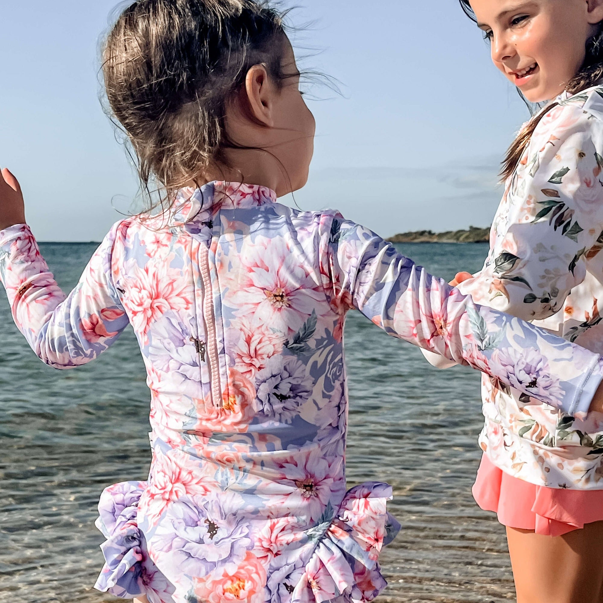 Premium Girls Long Sleeve Snap Change Swimwear (Nappy Change) | Len Swim