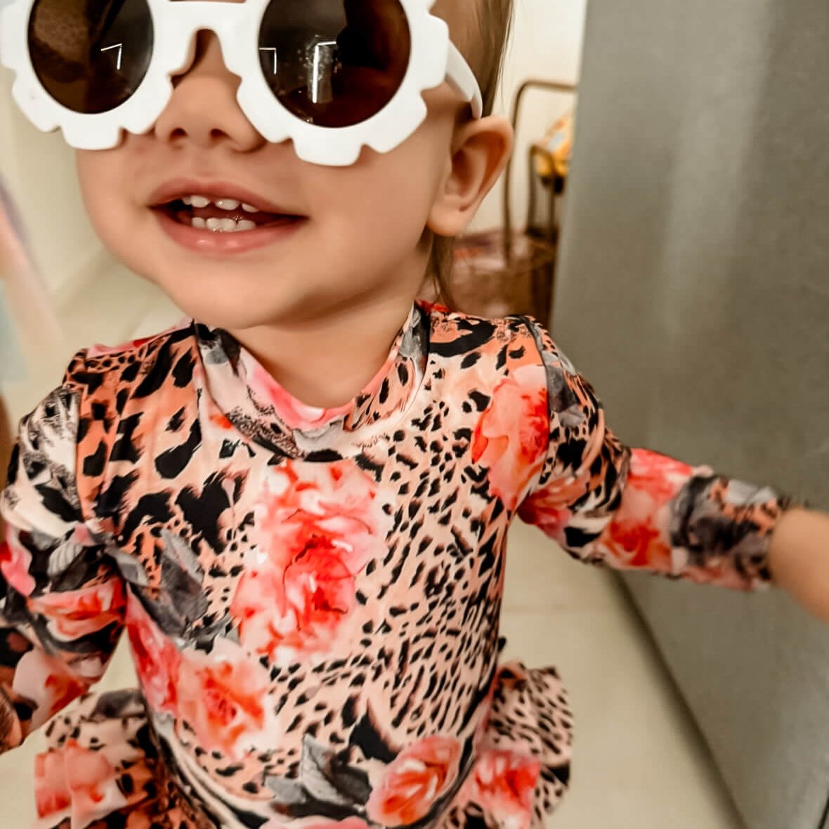 Newborn Swimsuit For Infants With Nappy Change Snaps Leopard | Len Swim ...